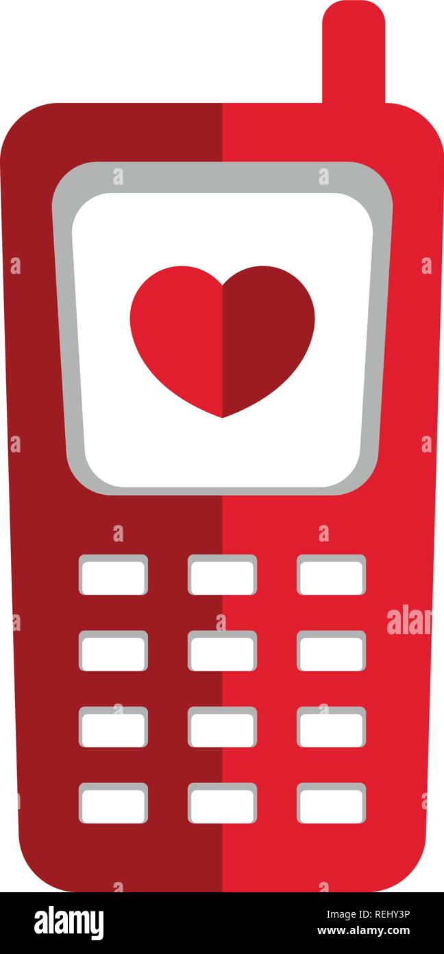 Digital phone red heart love Stock Vector Images - Alamy