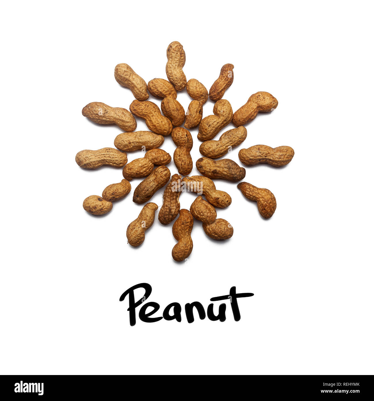 Pattern of Nuts - unpeeled peanuts on a white background in the shape ...