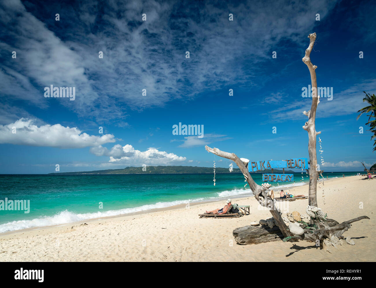 famous puka beach view on tropical paradise boracay island in ...