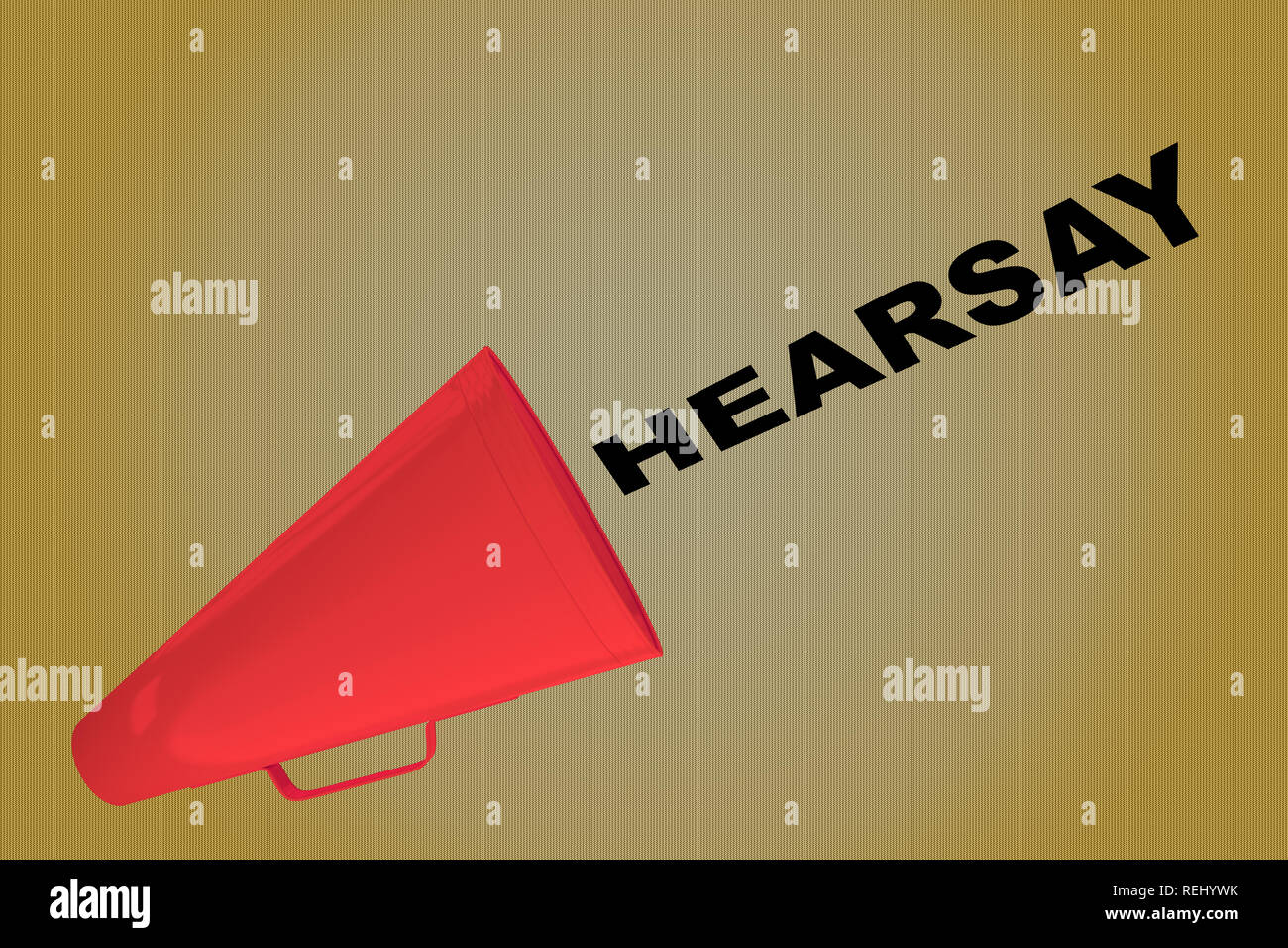 3D illustration of HEARSAY title flowing from a loudspeaker Stock Photo ...