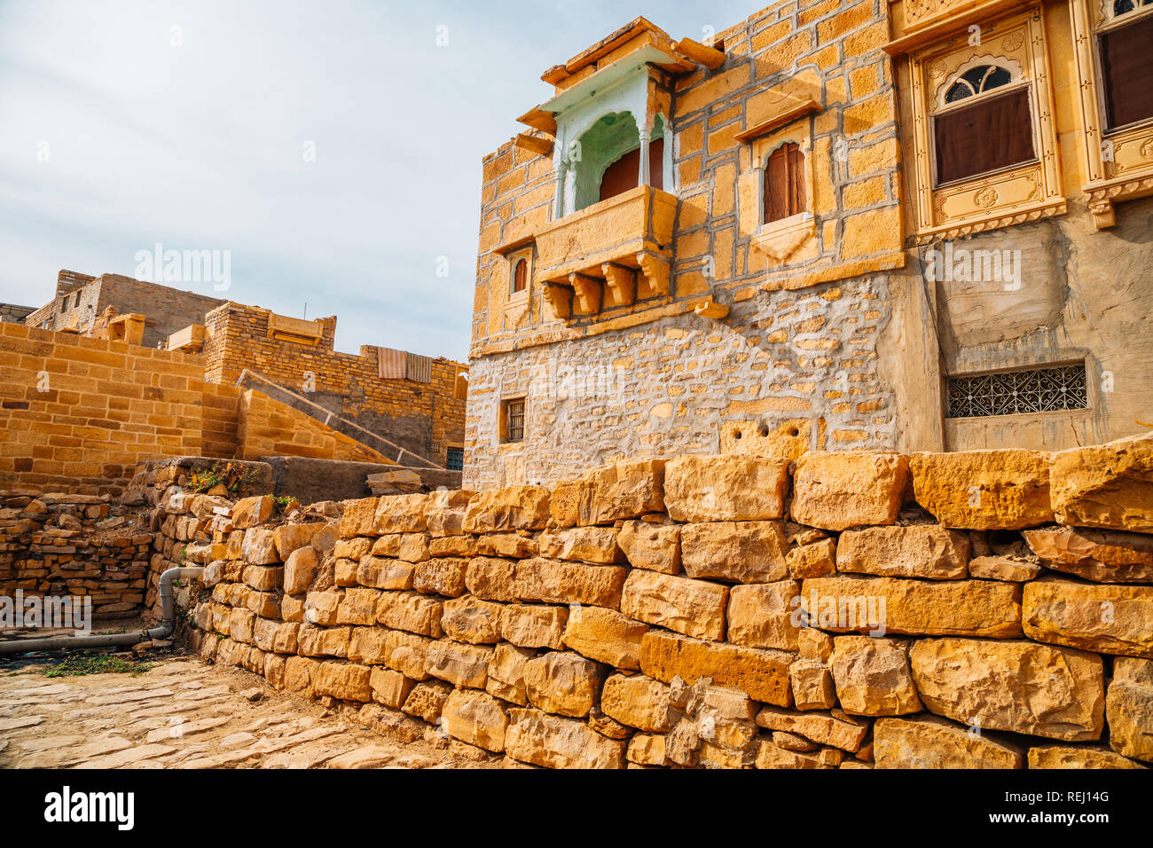 Jaisalmer Fort historic architecture in India Stock Photo - Alamy