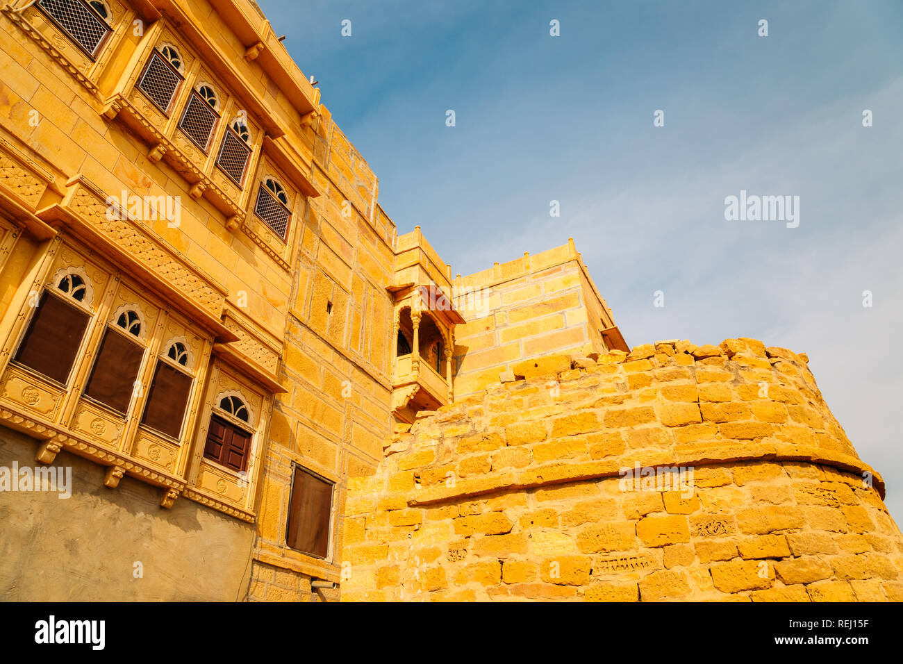 Jaisalmer Fort historic architecture in India Stock Photo - Alamy