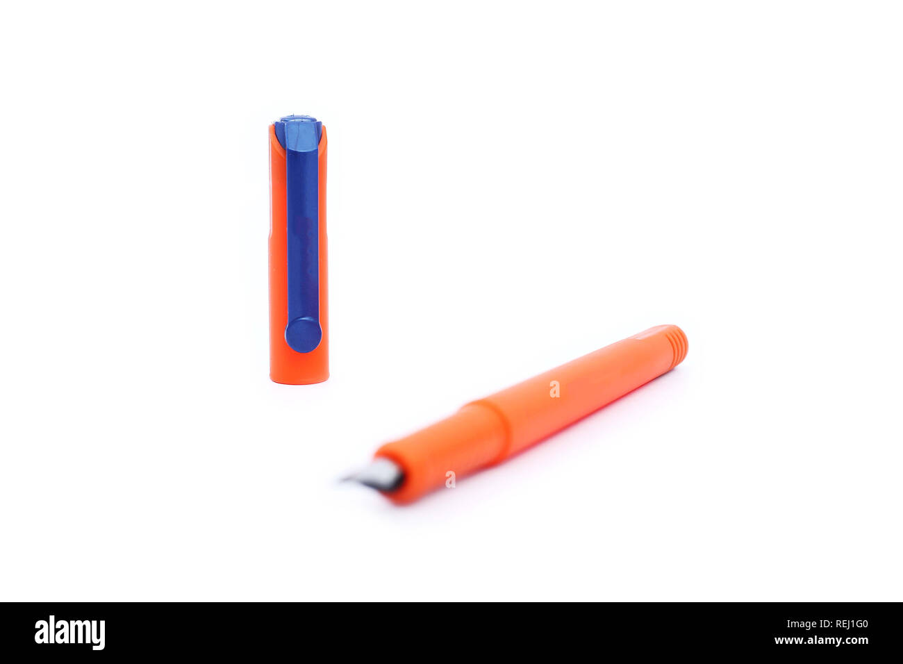 Fountain pen with cap. Isolated on the white background Stock Photo - Alamy