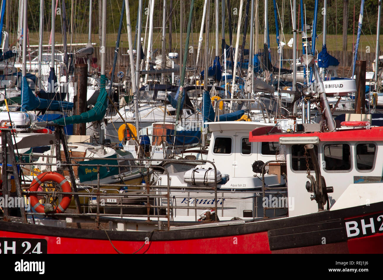 Boats moored in Amble marina, Northumberland Stock Photo - Alamy