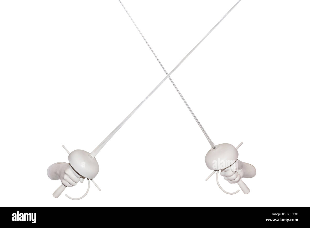 Hands hold swords Cut Out Stock Images & Pictures - Alamy