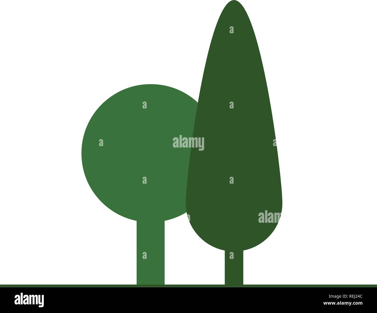 Flat Green Tree icon, vector illustration isolated on white Stock ...