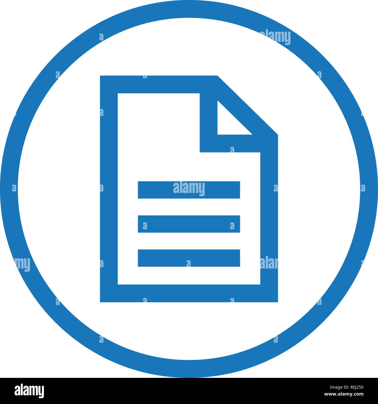 text Document in Circle, vector illustration isolated on white Stock ...