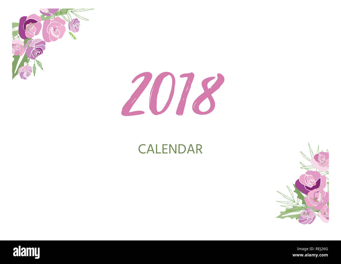 Vintage floral calendar 2018 Stock Photo - Alamy