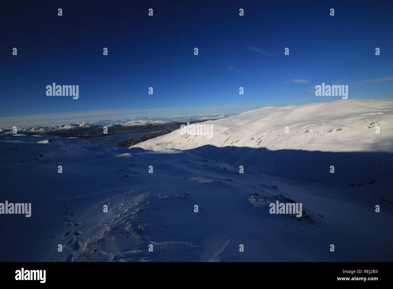 First Snow In The Mountains Outside Tromsø, Skiing and Hiking Stock ...