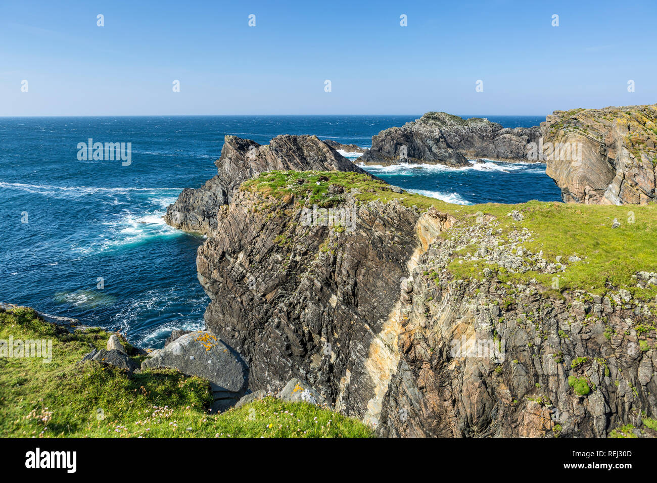 Steep cliffs and coast, Isle of Lewis, Outer Hebrides, Scotland, UK ...