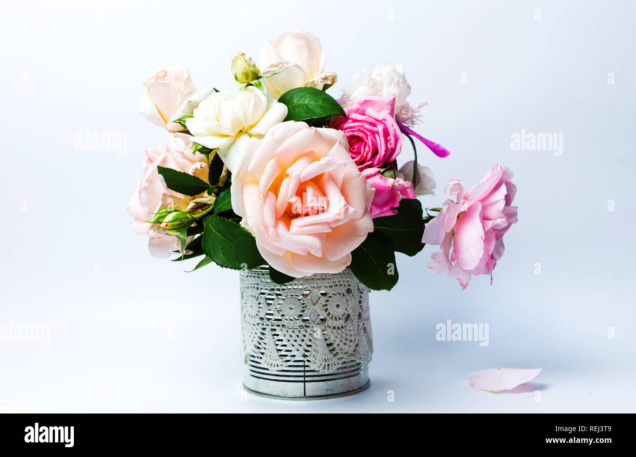 Colorful rose flowers bouquet in a vase Stock Photo - Alamy