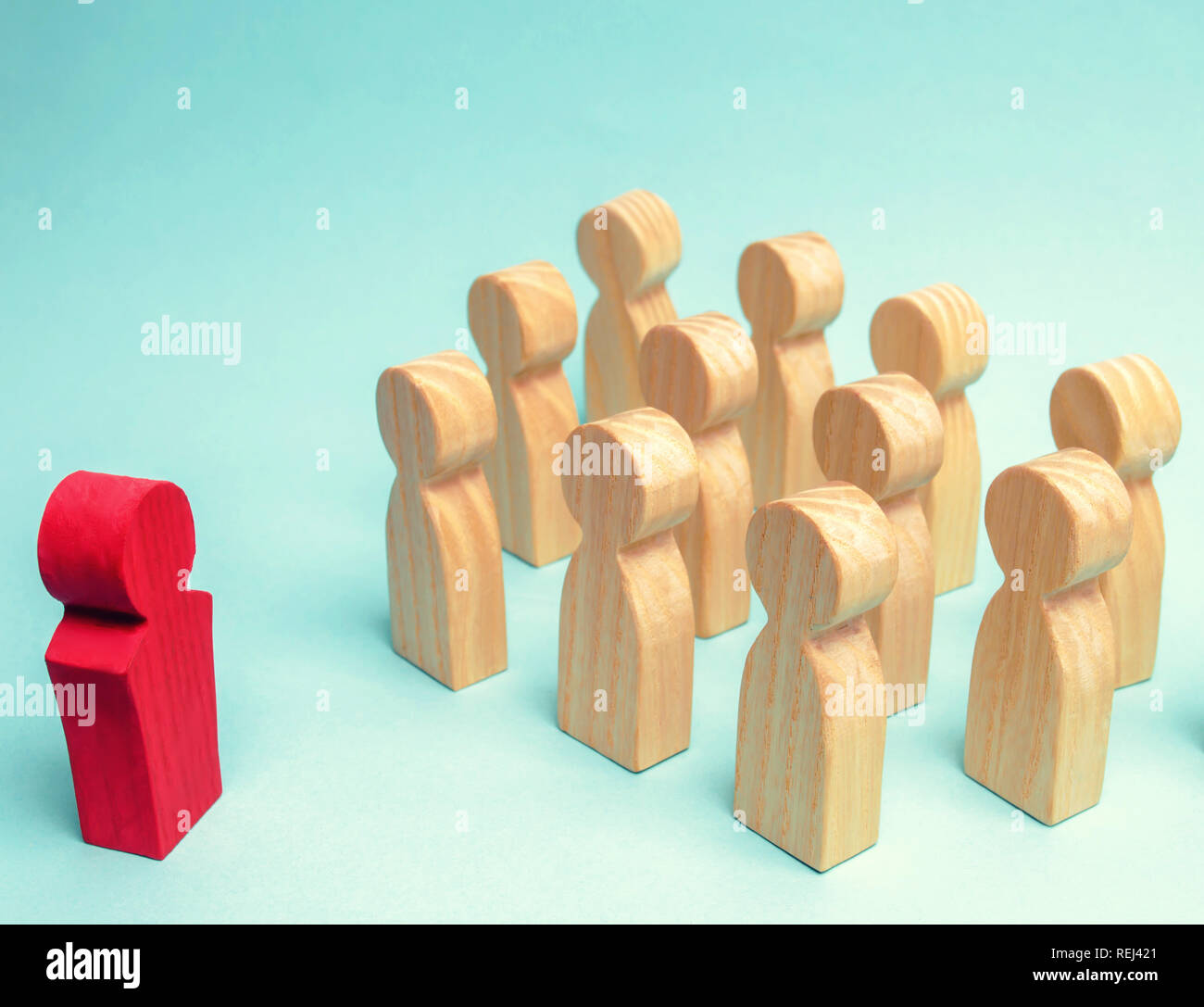 The concept of a business leader. The boss standing in front of the ...