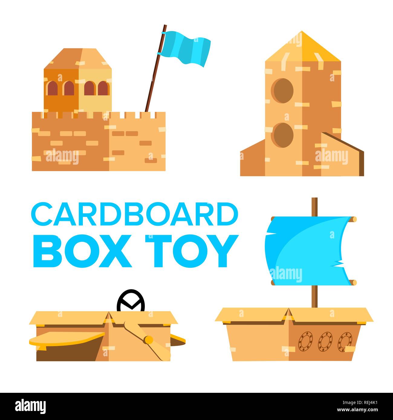 Cardboard Toy Vector. Playground Activity. Box Isolated Flat Cartoon ...
