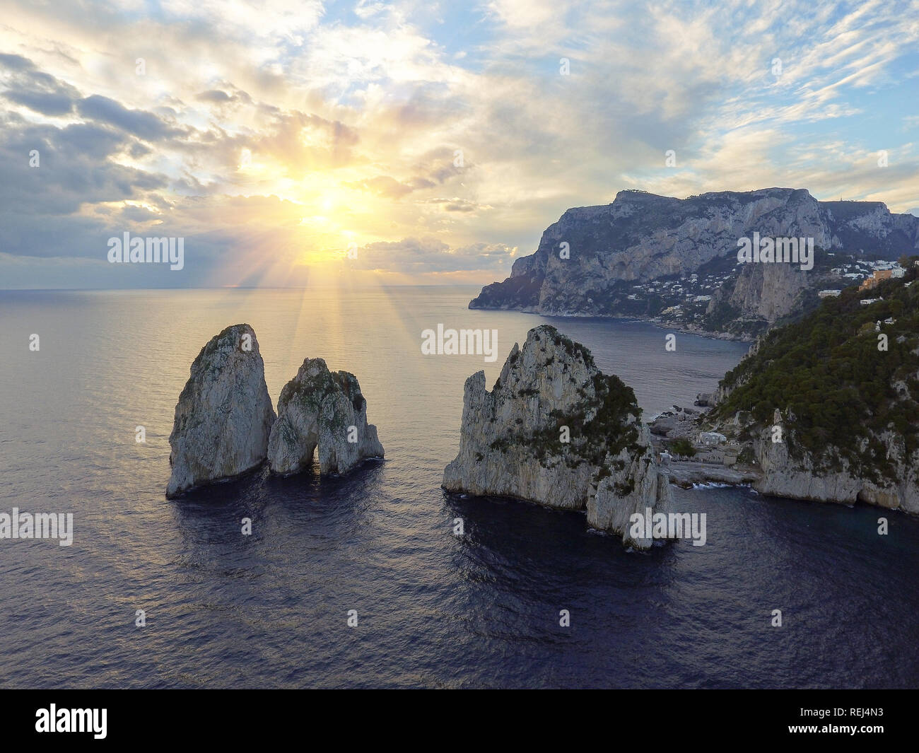 Faraglioni rocks, aerial view in Capri, Italy Stock Photo - Alamy