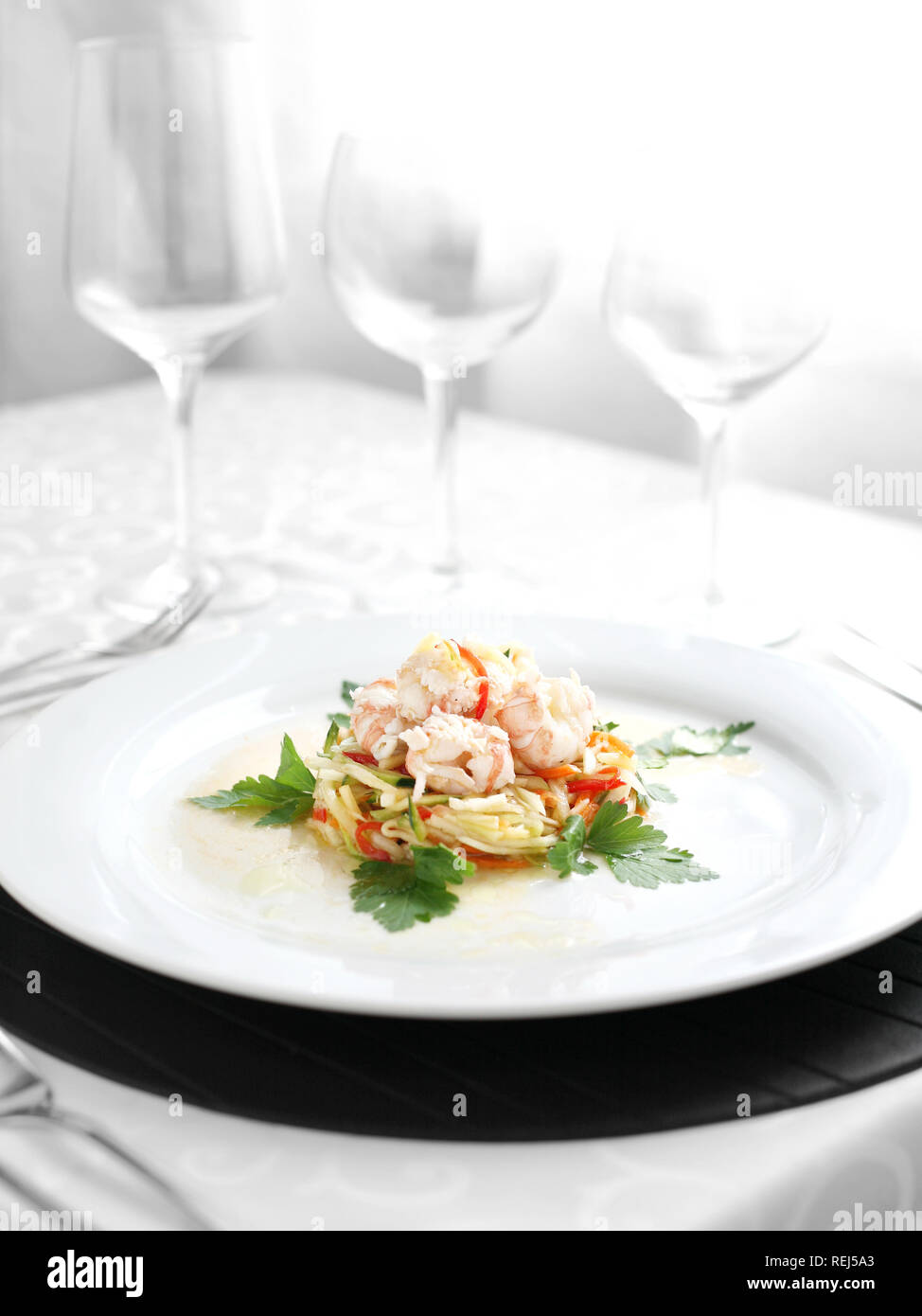 Sea food specialty in restaurant Stock Photo - Alamy