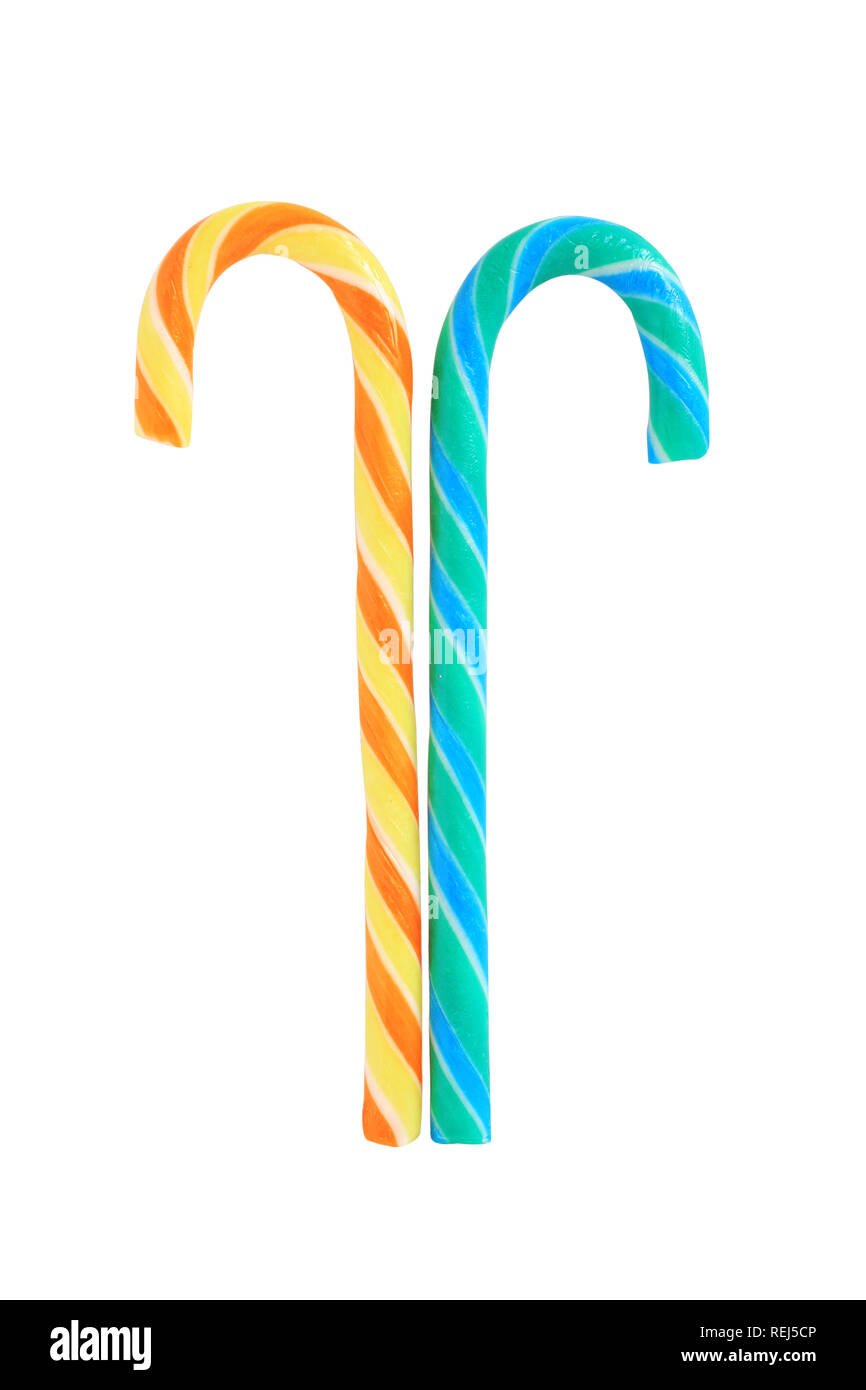 Two candy canes, isolated on white Stock Photo - Alamy