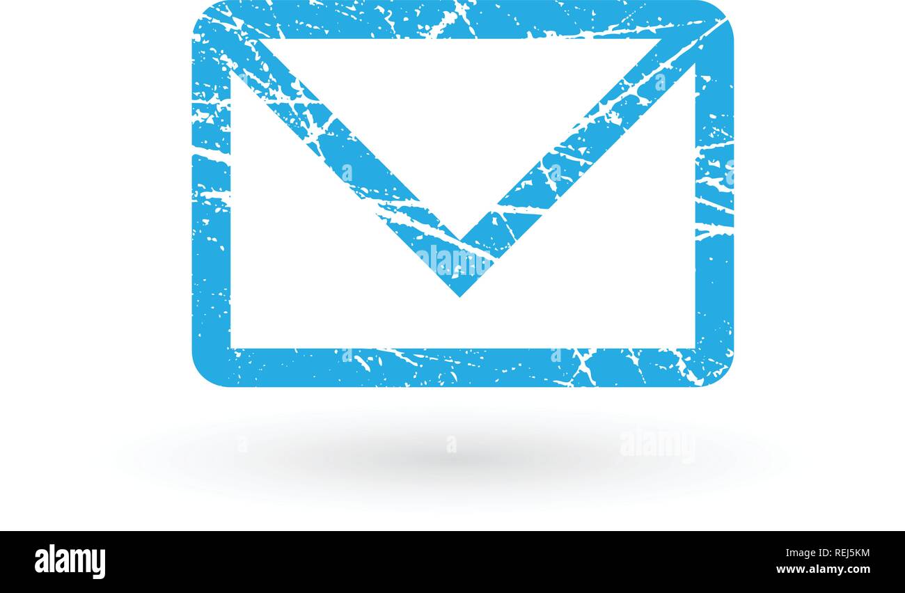 Blue mail envelope in grunge style. vector illustration isolated on ...