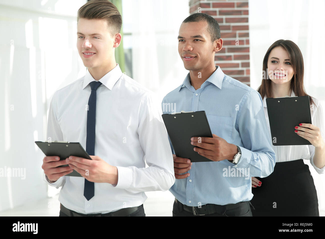 portrait of an Executive business team on office background Stock Photo ...