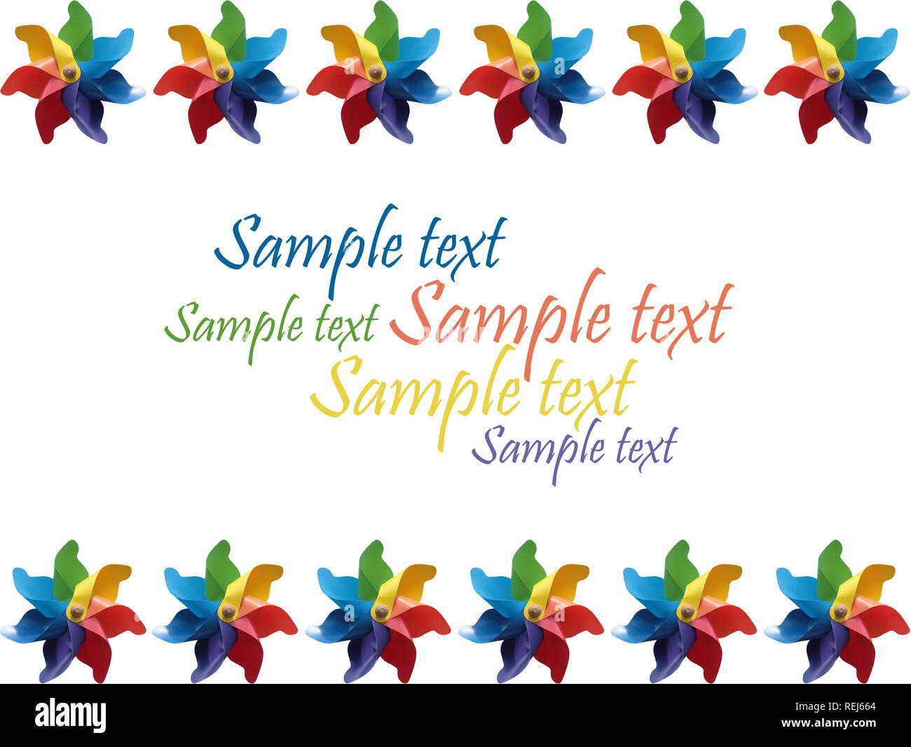 Pinwheel border over blue gradient background Stock Photo - Alamy