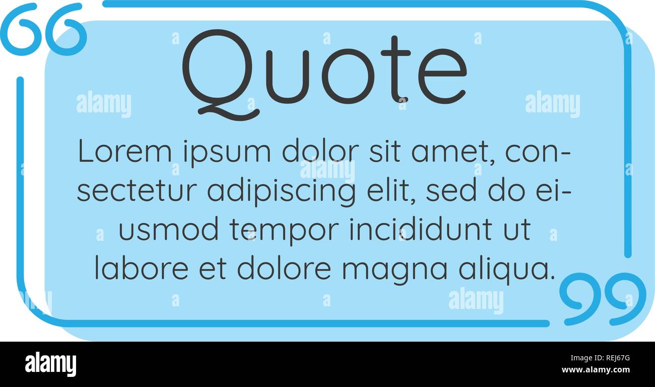 Blue Linear outline Text quote frame, vector illustration on white ...