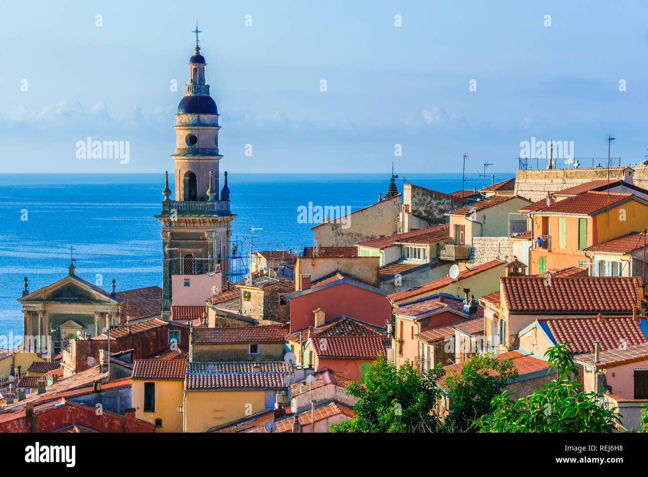 Old town architecture of Menton on French Riviera Stock Photo - Alamy