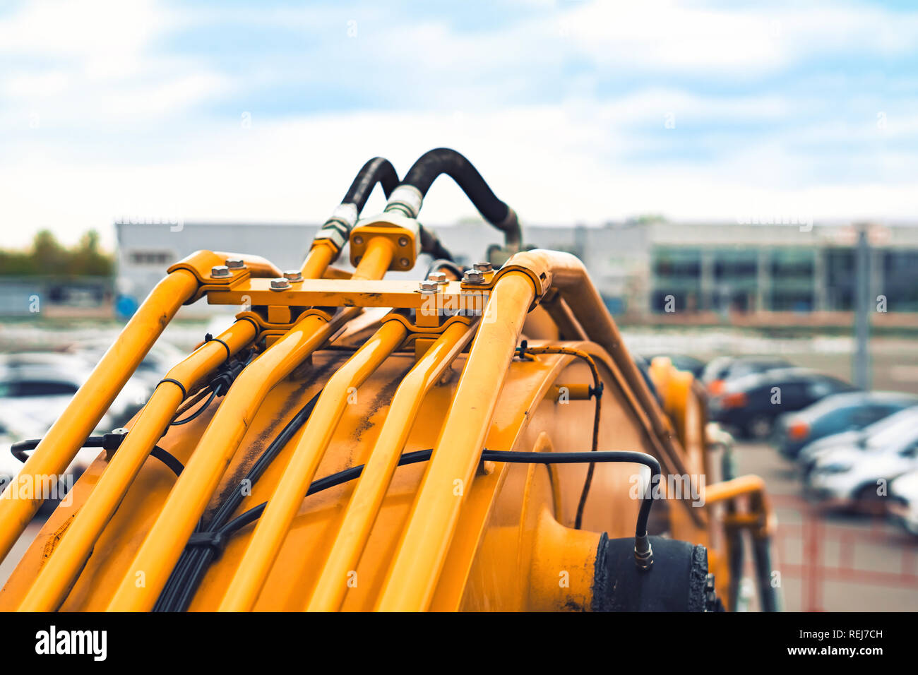 Close-up shot of car engine hoses and tubes Stock Photo - Alamy