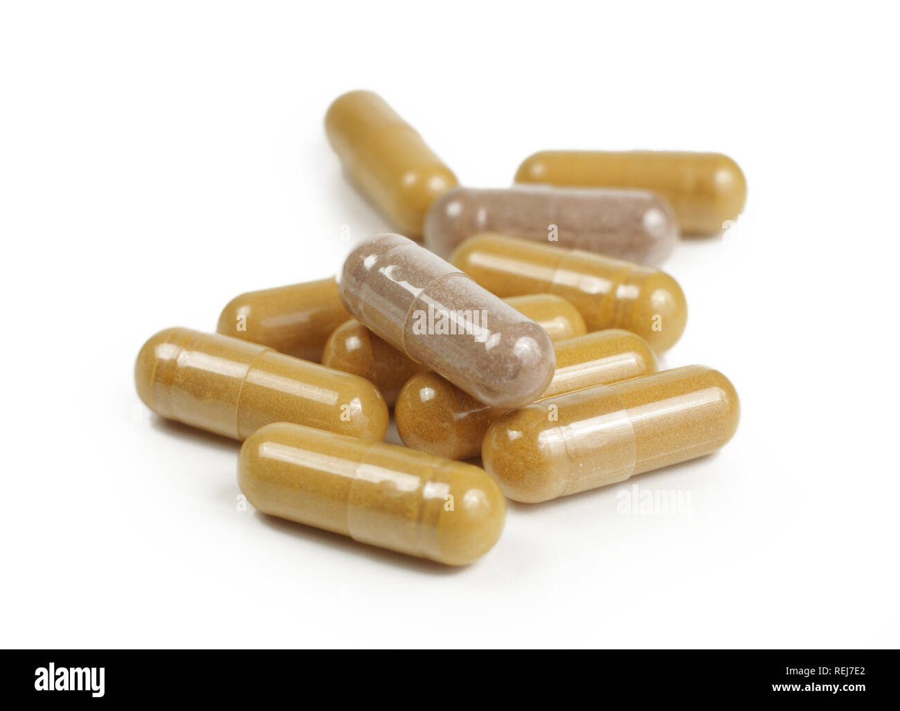 Multivitamin capsules, isolated on white Stock Photo - Alamy