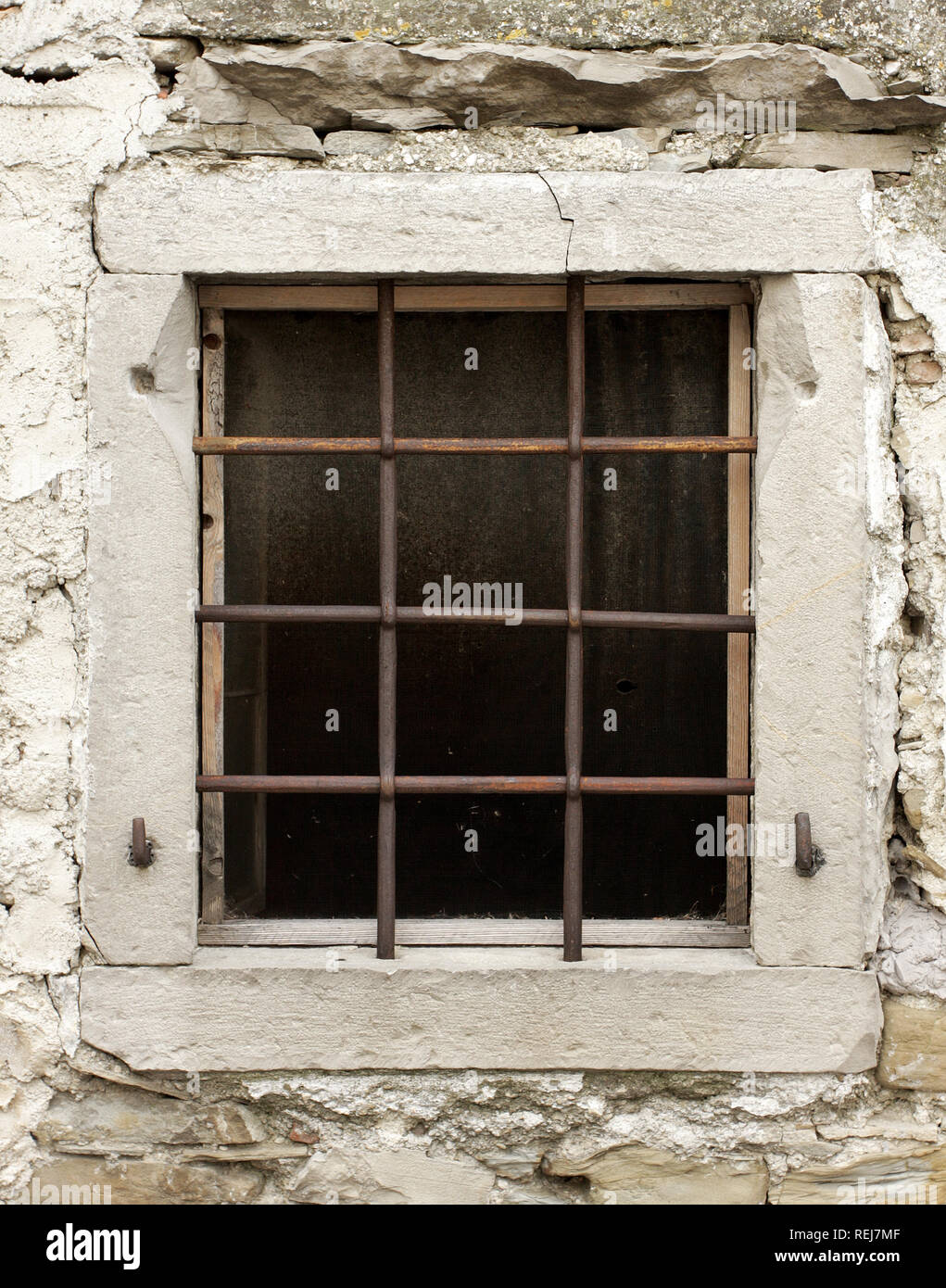 Old window with rusty iron bars Stock Photo - Alamy