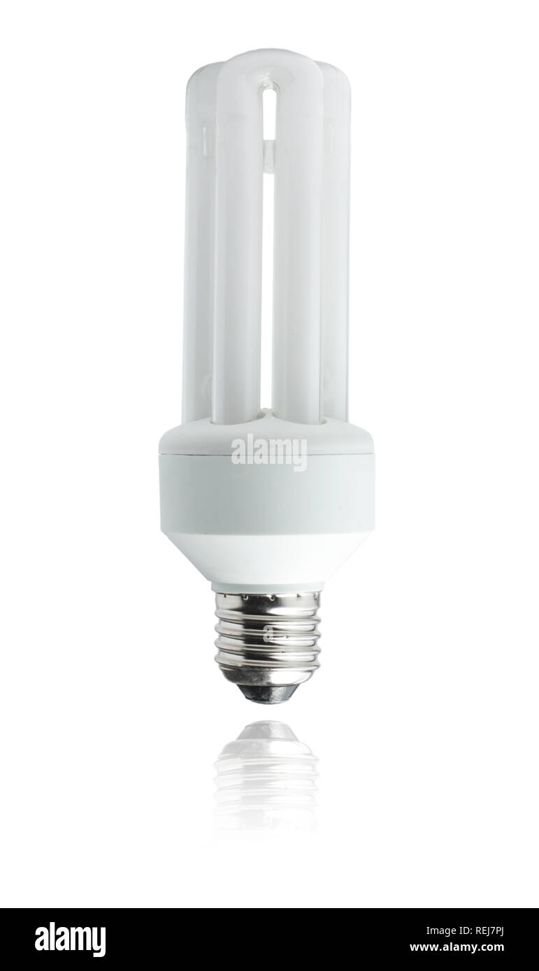 White energy saver bulb, isolated on white background Stock Photo - Alamy