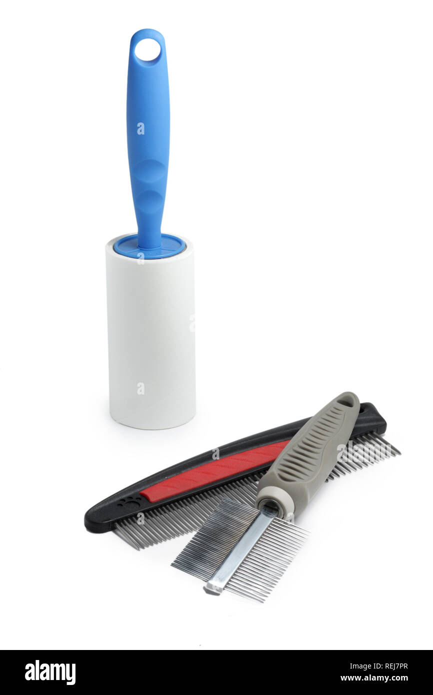 Roller for removing animal hair and hair brushes Stock Photo - Alamy