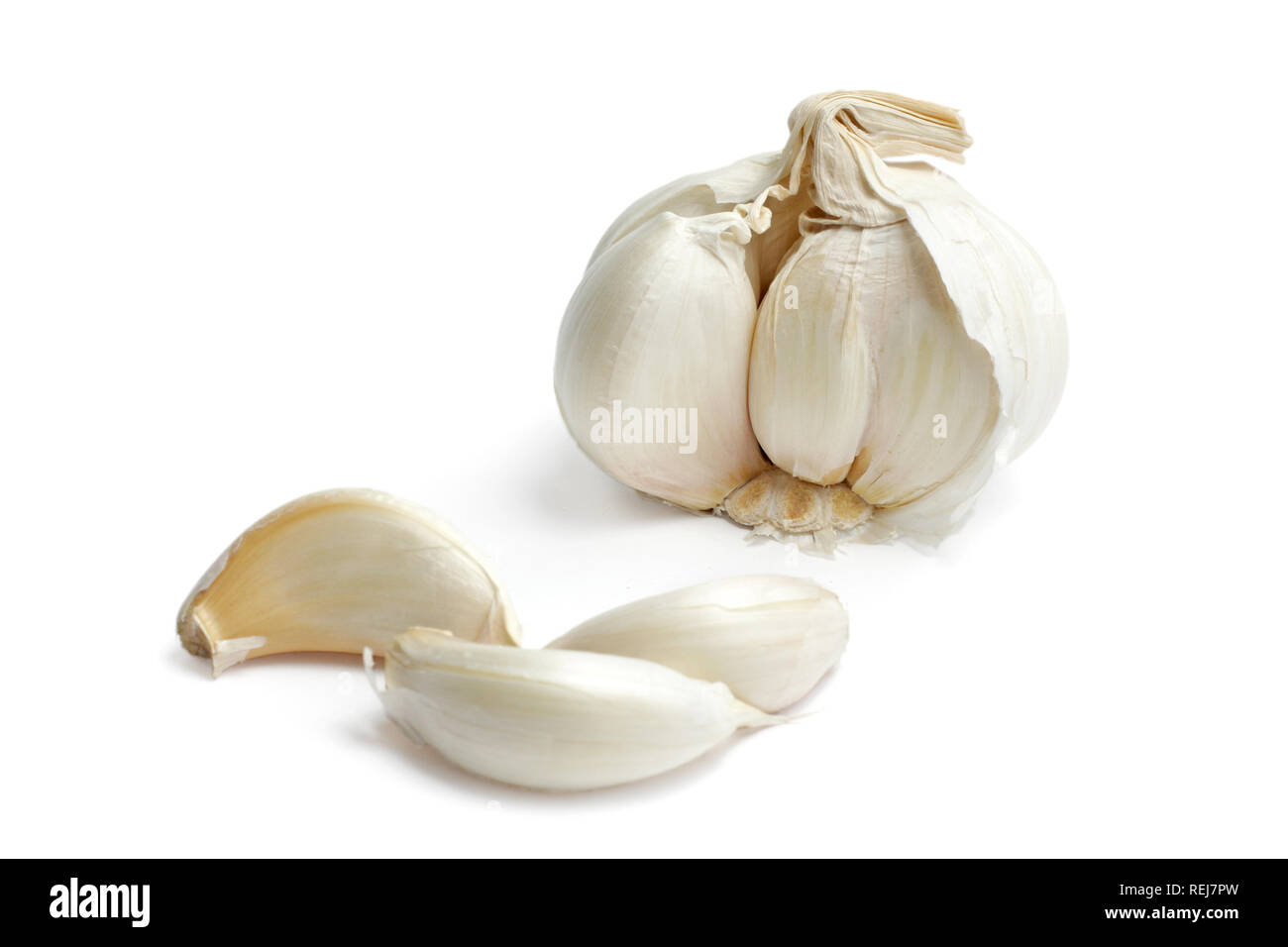 Garlic on white background Stock Photo - Alamy