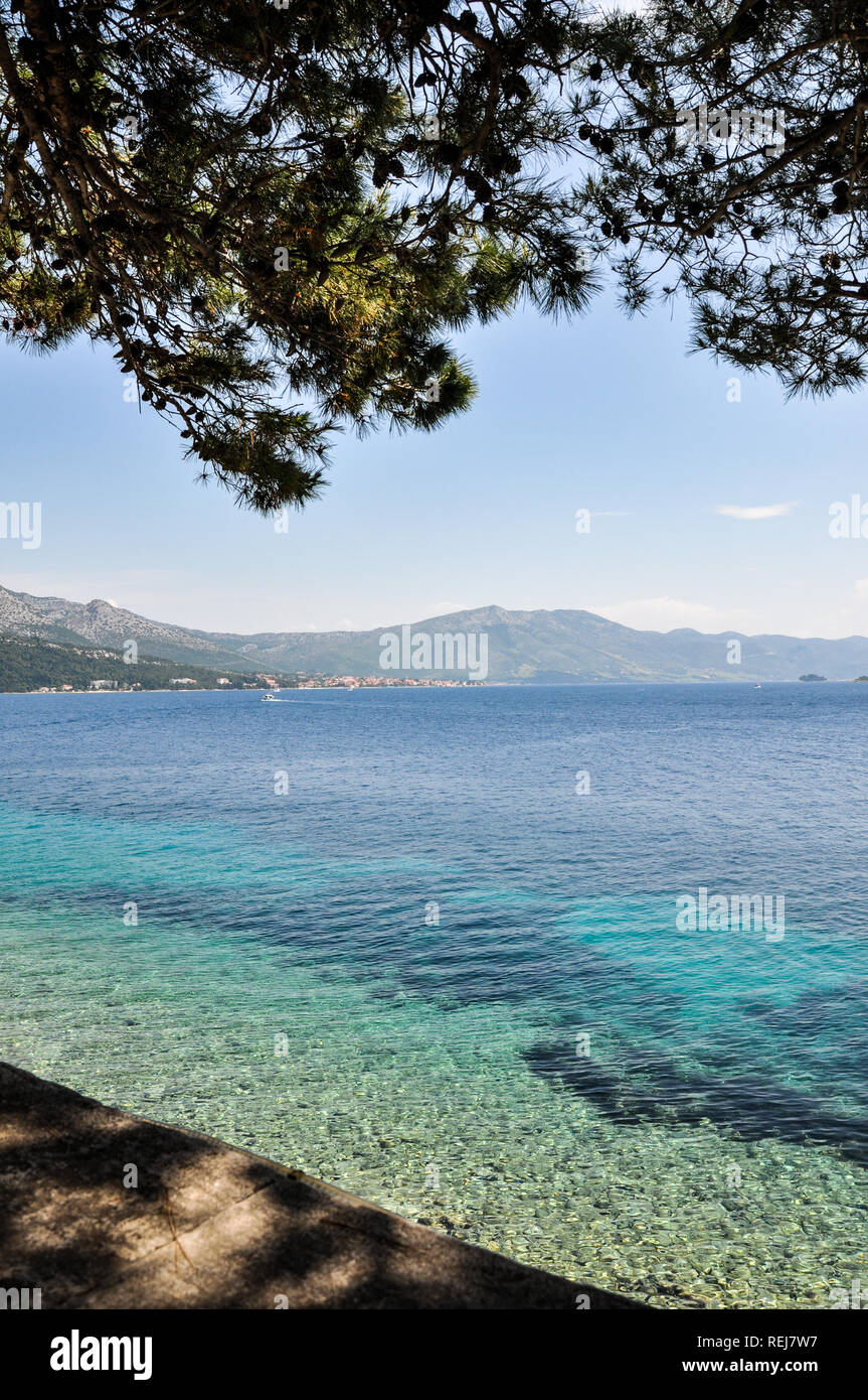 A view across the Peljesac Channel to the Peljesac Peninsula from ...