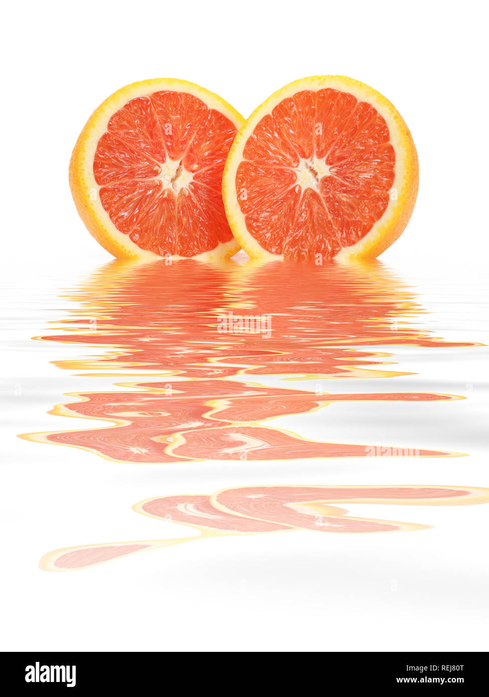 Two orange halves with water reflection Stock Photo - Alamy