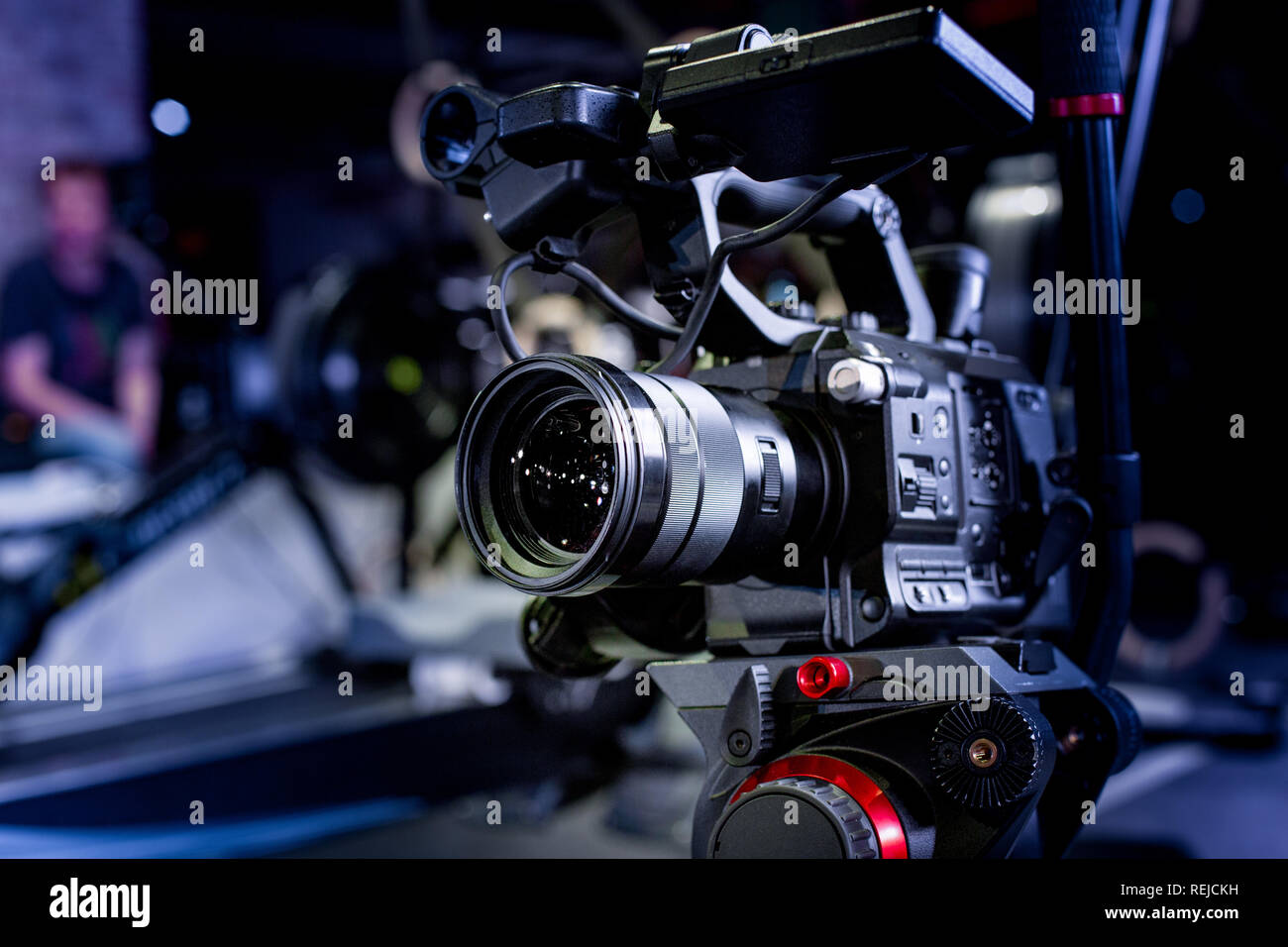 video creation process backstage concept. before recording a video blog ...