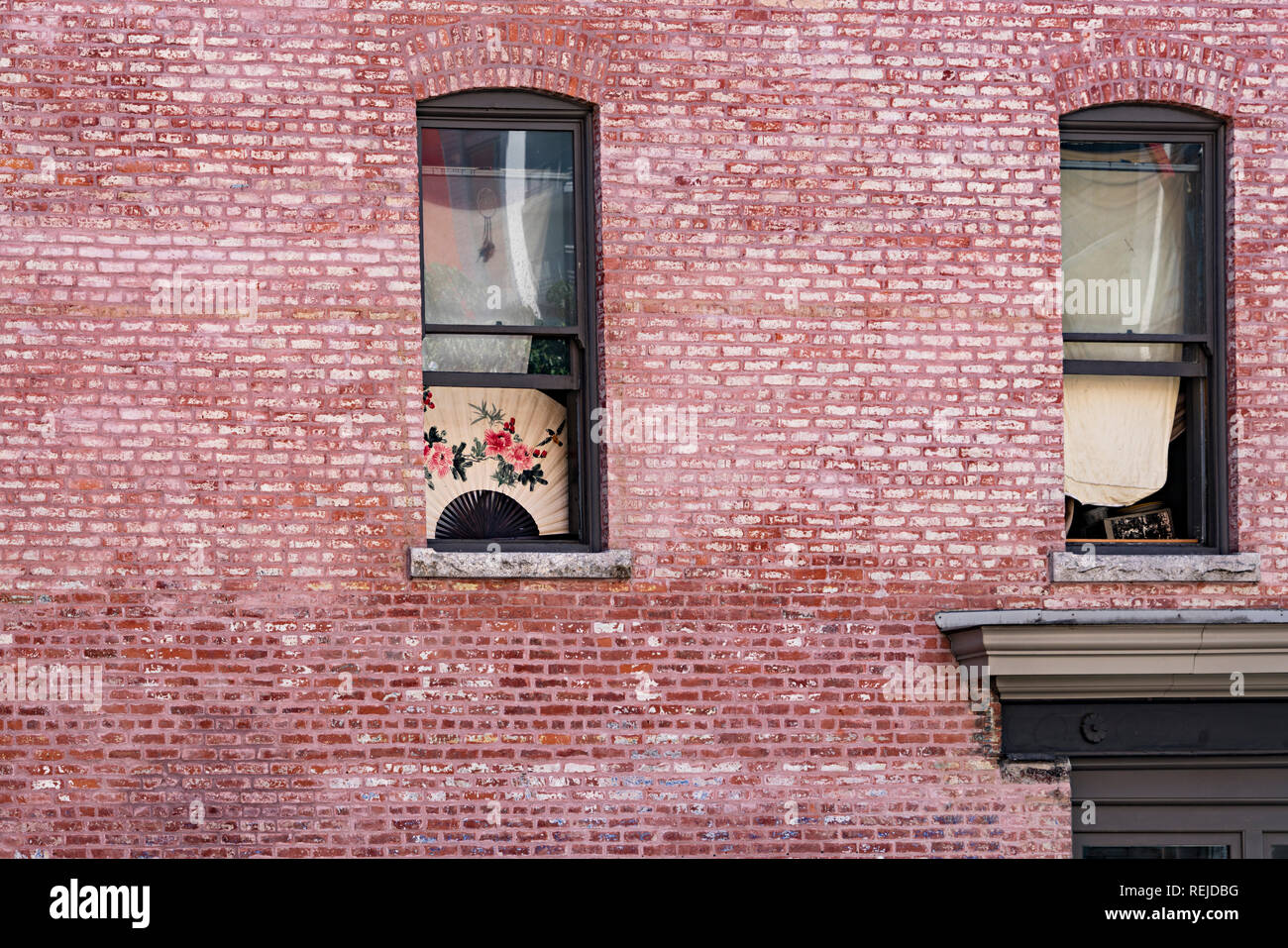 Red Brick Wall & Windows Stock Photo - Alamy