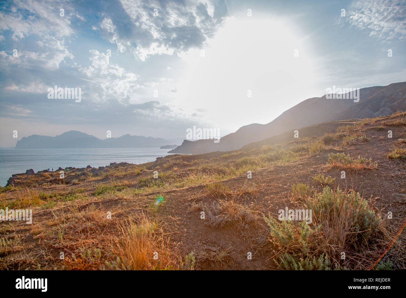 Awesome view from the top of hill with sunrise Stock Photo - Alamy