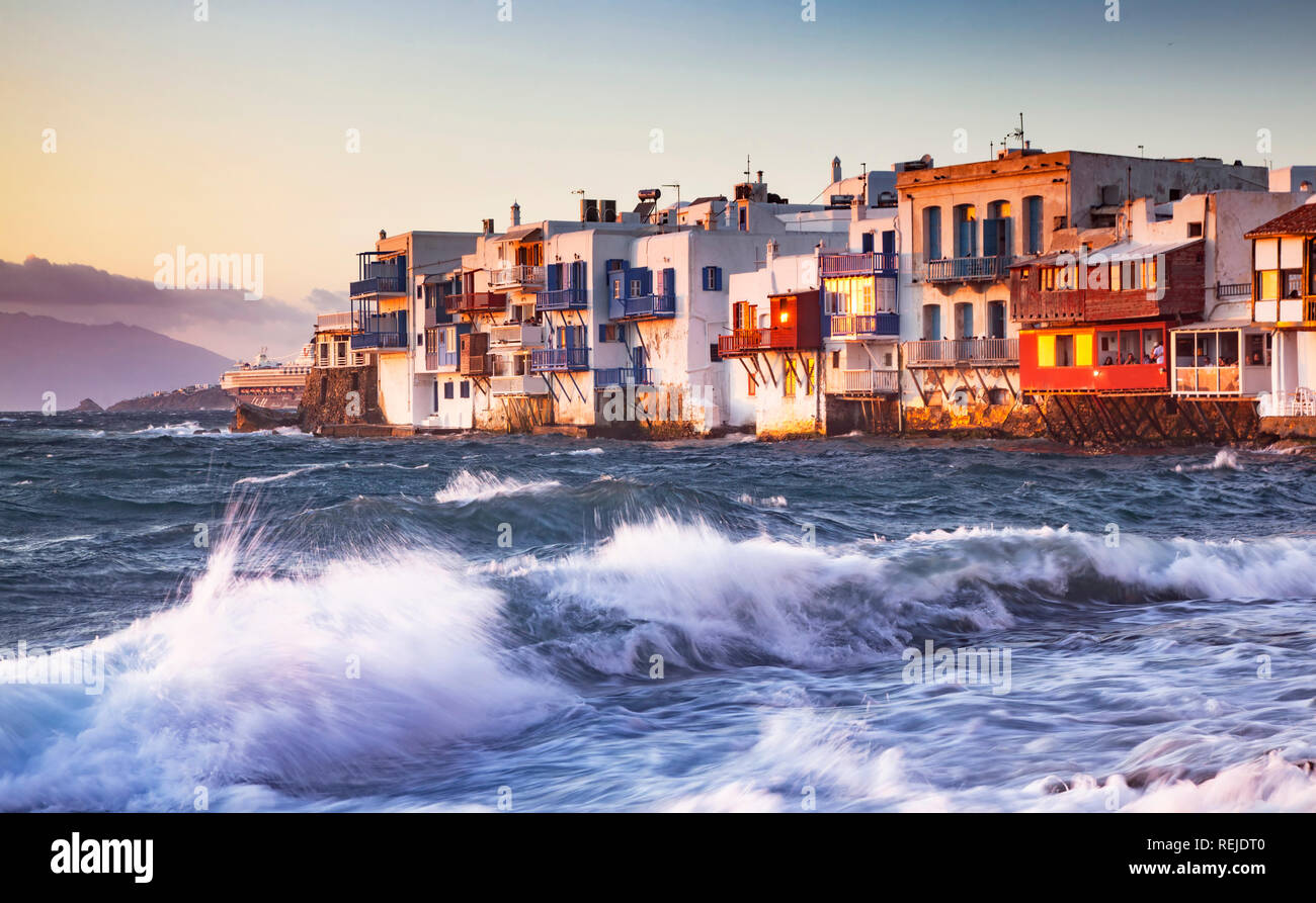 little venice at sunset, mykonos, Greece - luxury travel destiation ...