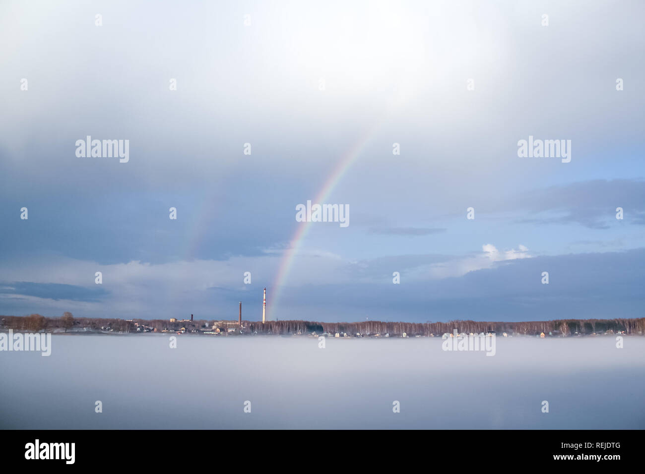Sunrise industrial smoke on lake hi-res stock photography and images ...