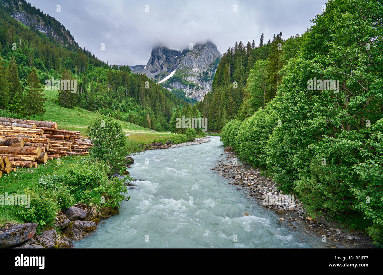 Swiss alps river landscape hi-res stock photography and images - Alamy