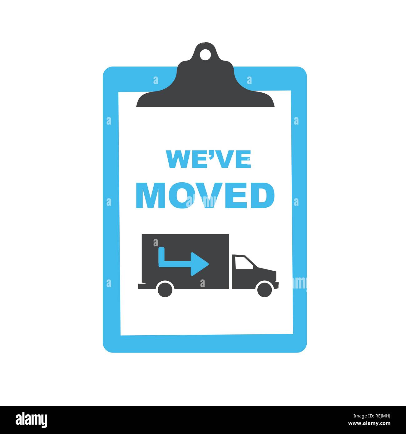 We've Moved Sign w Text Typography and icon to convey moving Stock ...