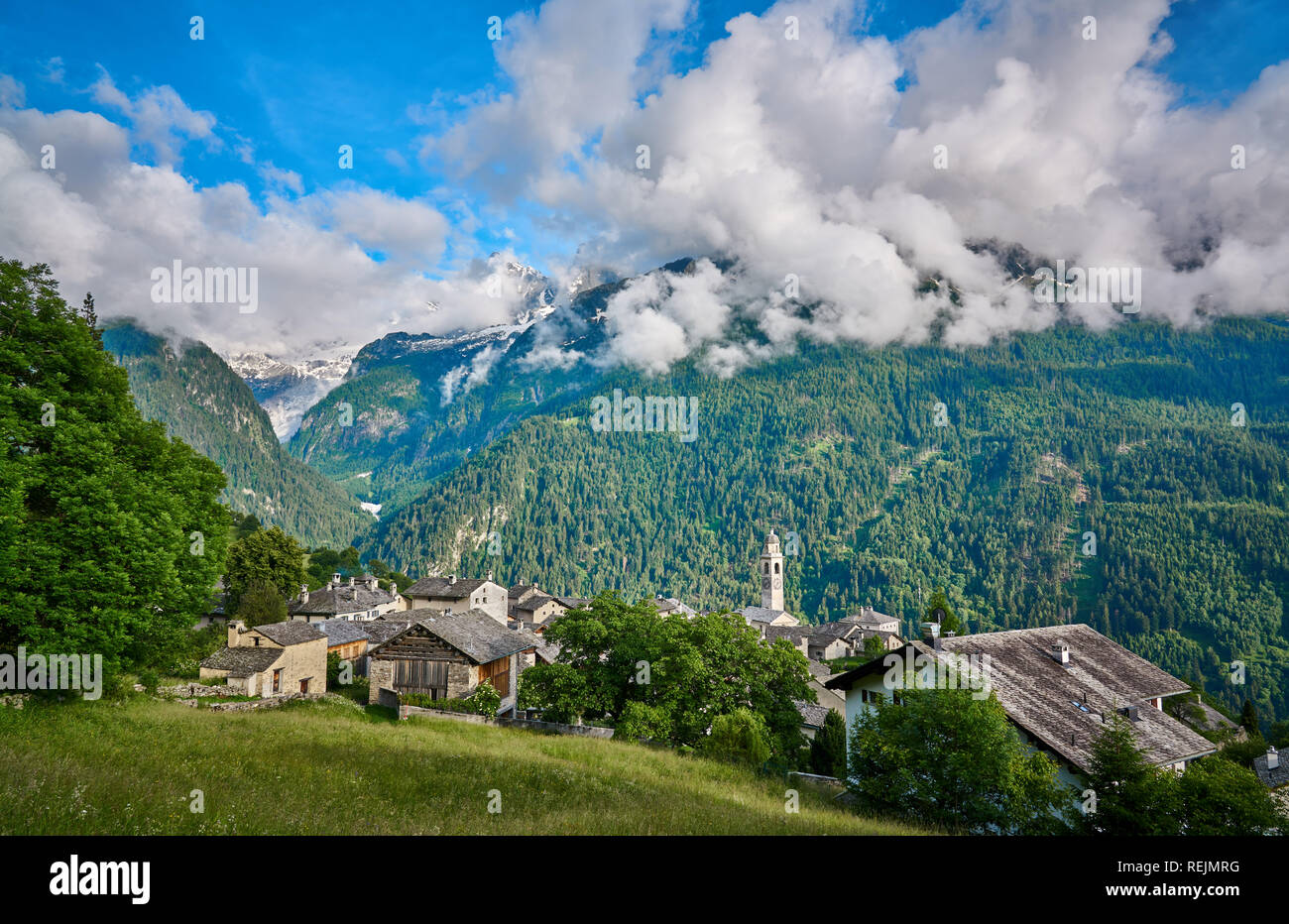 Alpine village soglio switzerland hi-res stock photography and images ...