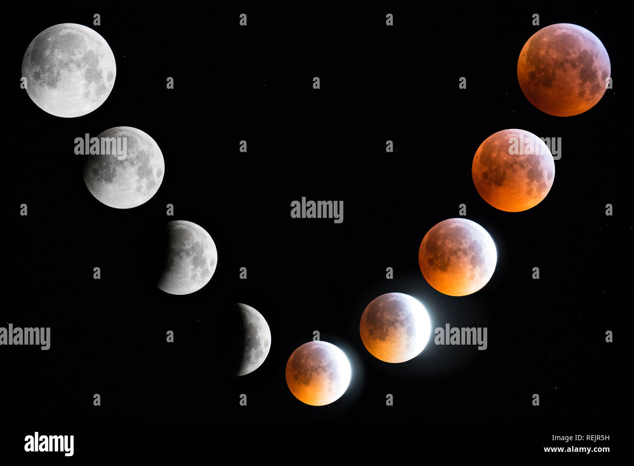 Story of the lunar eclipse 2019. The blood red wolf moon taken in the ...
