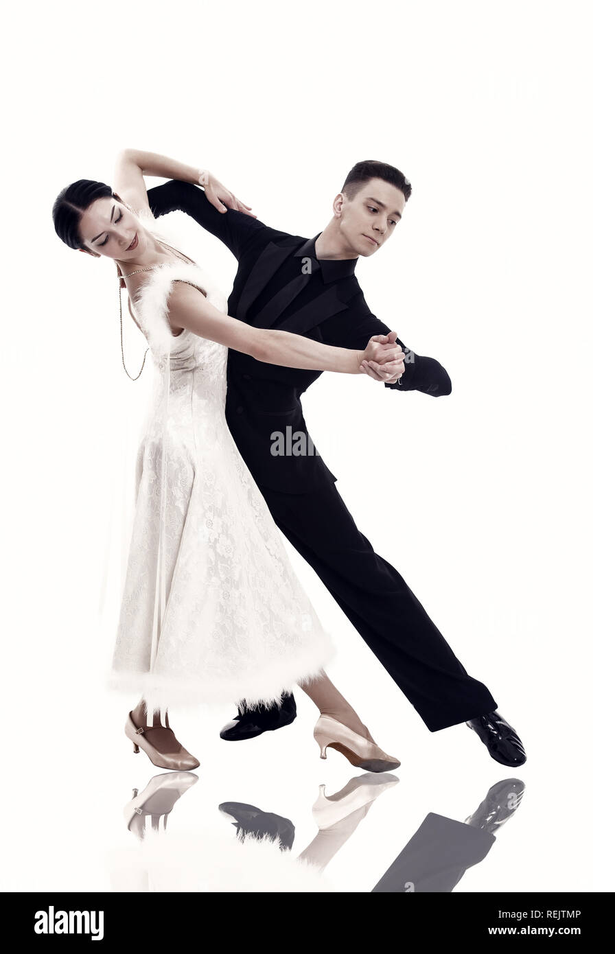dance ballroom couple in a dance pose isolated on white background ...