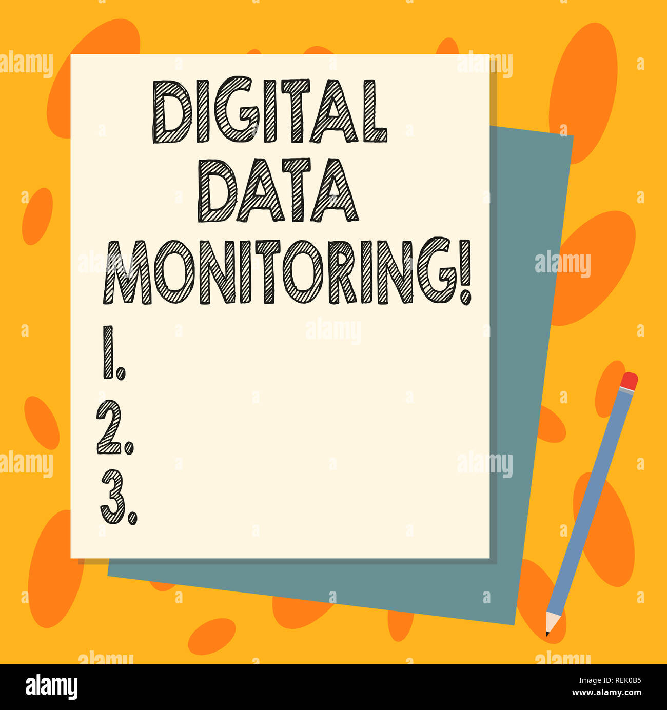 Handwriting text Digital Data Monitoring. Concept meaning Routine check ...