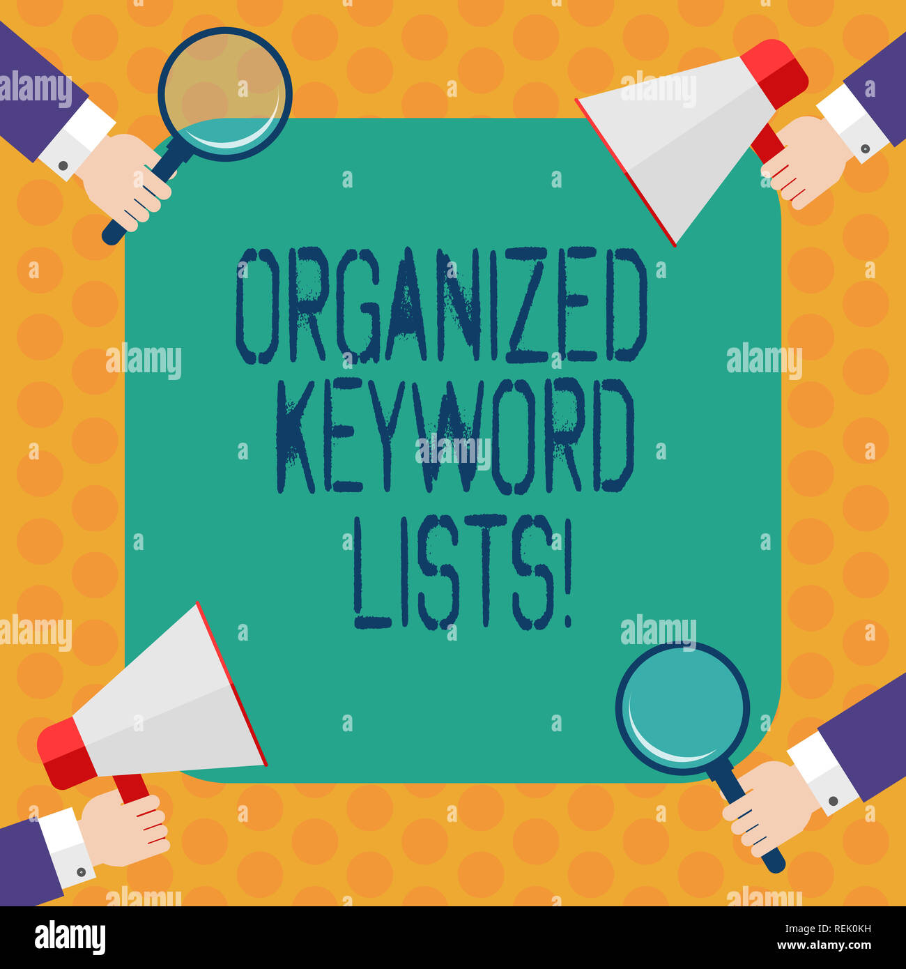 Writing note showing Organized Keyword Lists. Business photo showcasing ...