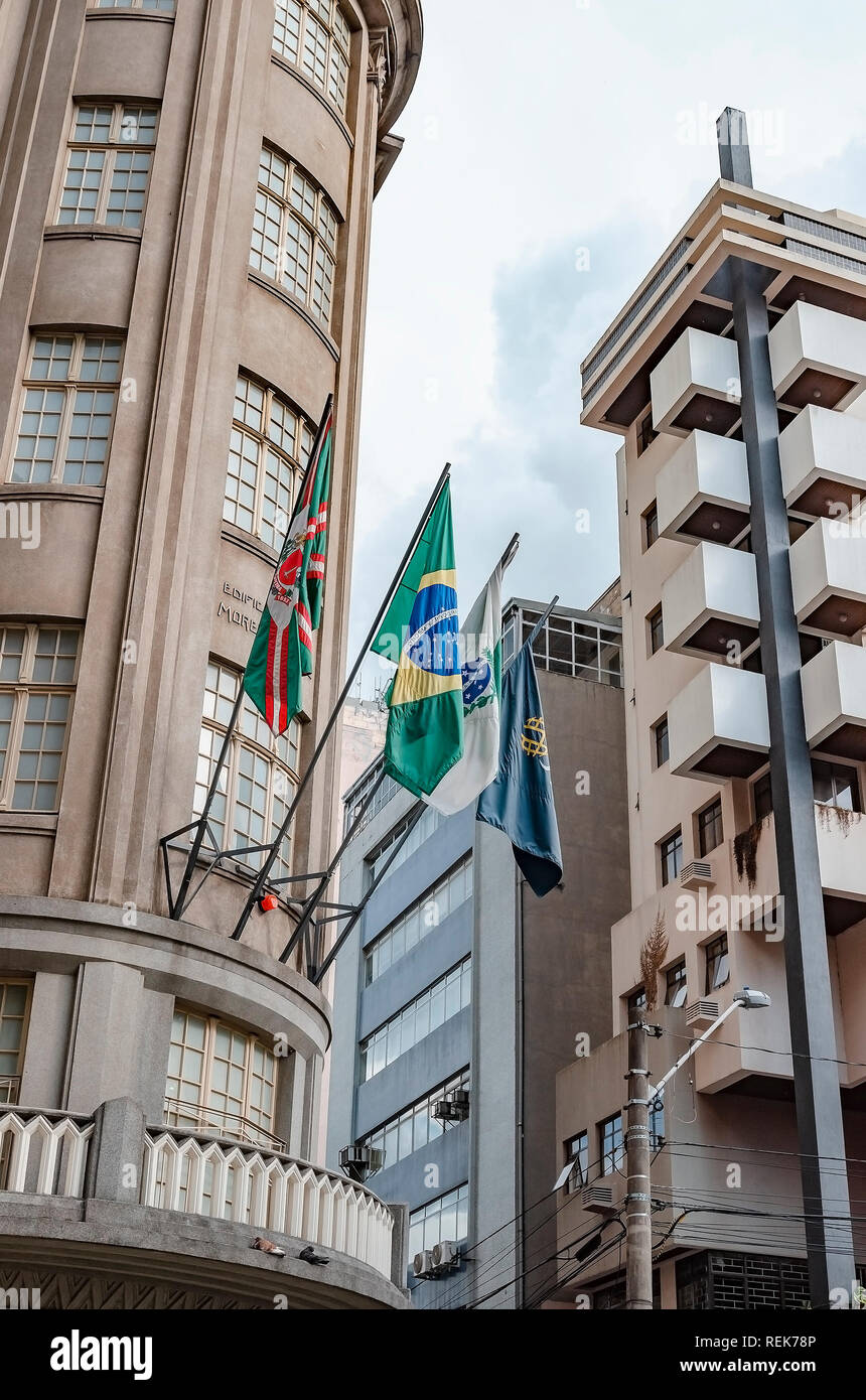Curitiba - PR, Brazil - December 15, 2018: Flags of Curitiba, Brazil ...