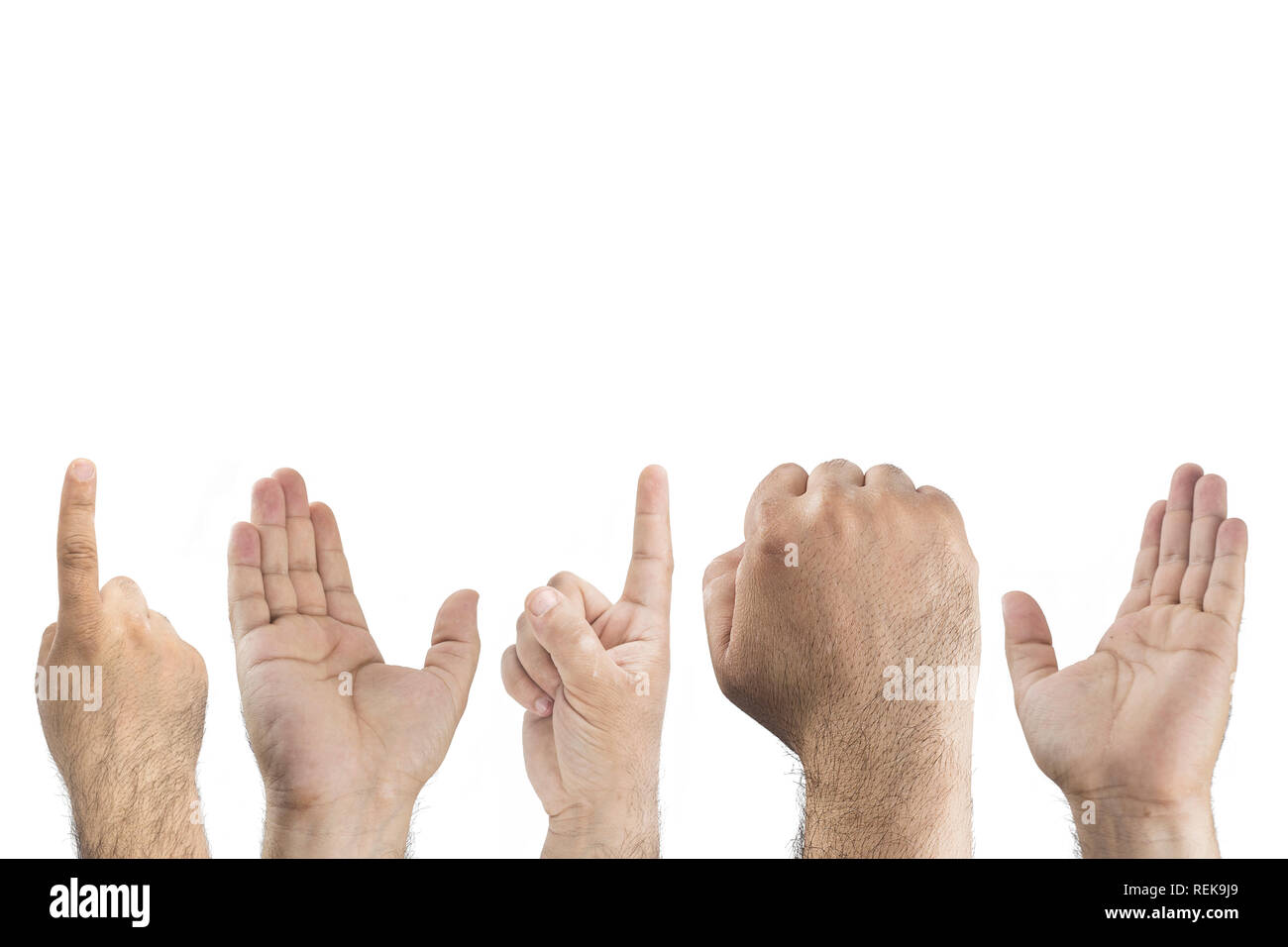 Set of hand gestures on white background Stock Photo - Alamy