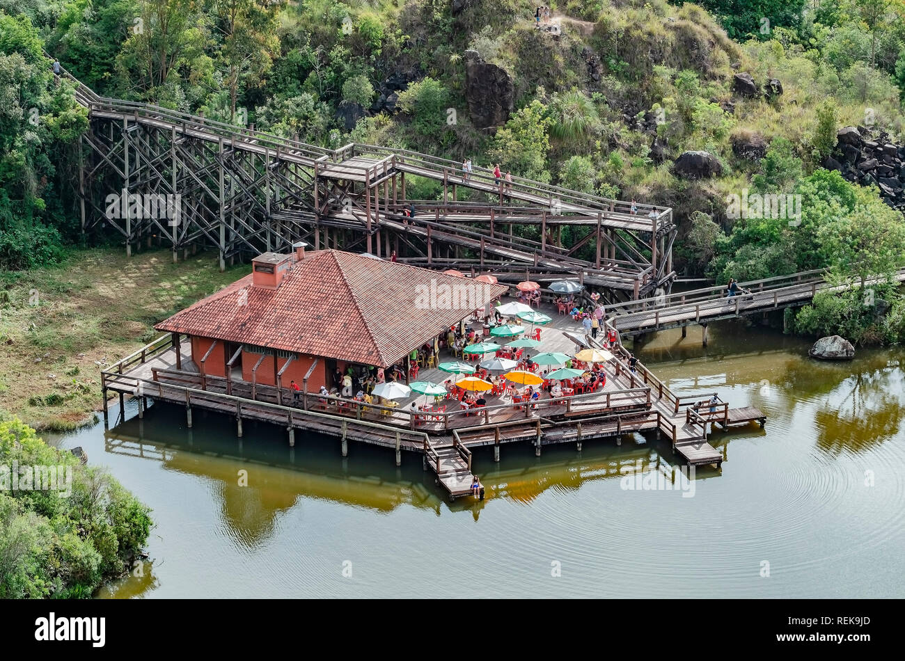 Curitiba - PR, Brazil - December 16, 2018: Aerial view of the deck of ...