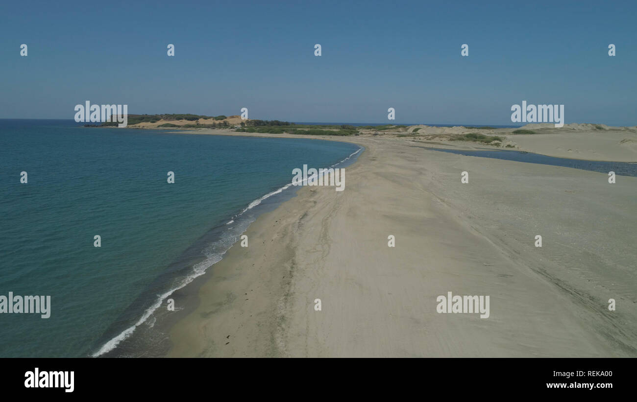 Aerial view of beautiful beach, lagoons. Philippines, Luzon, Ilocos ...