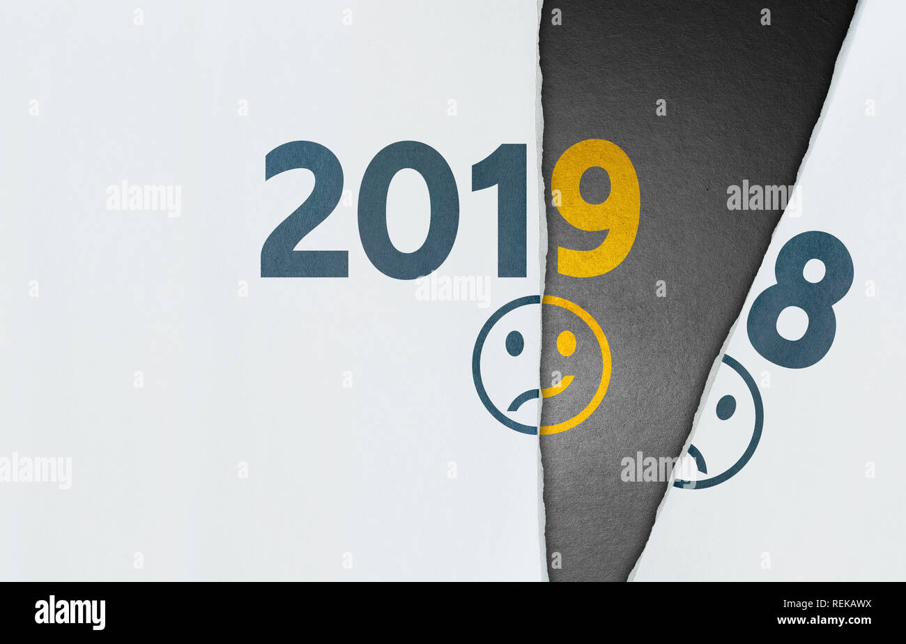 torn paper change from year 2018 to new year 2019 Stock Photo - Alamy